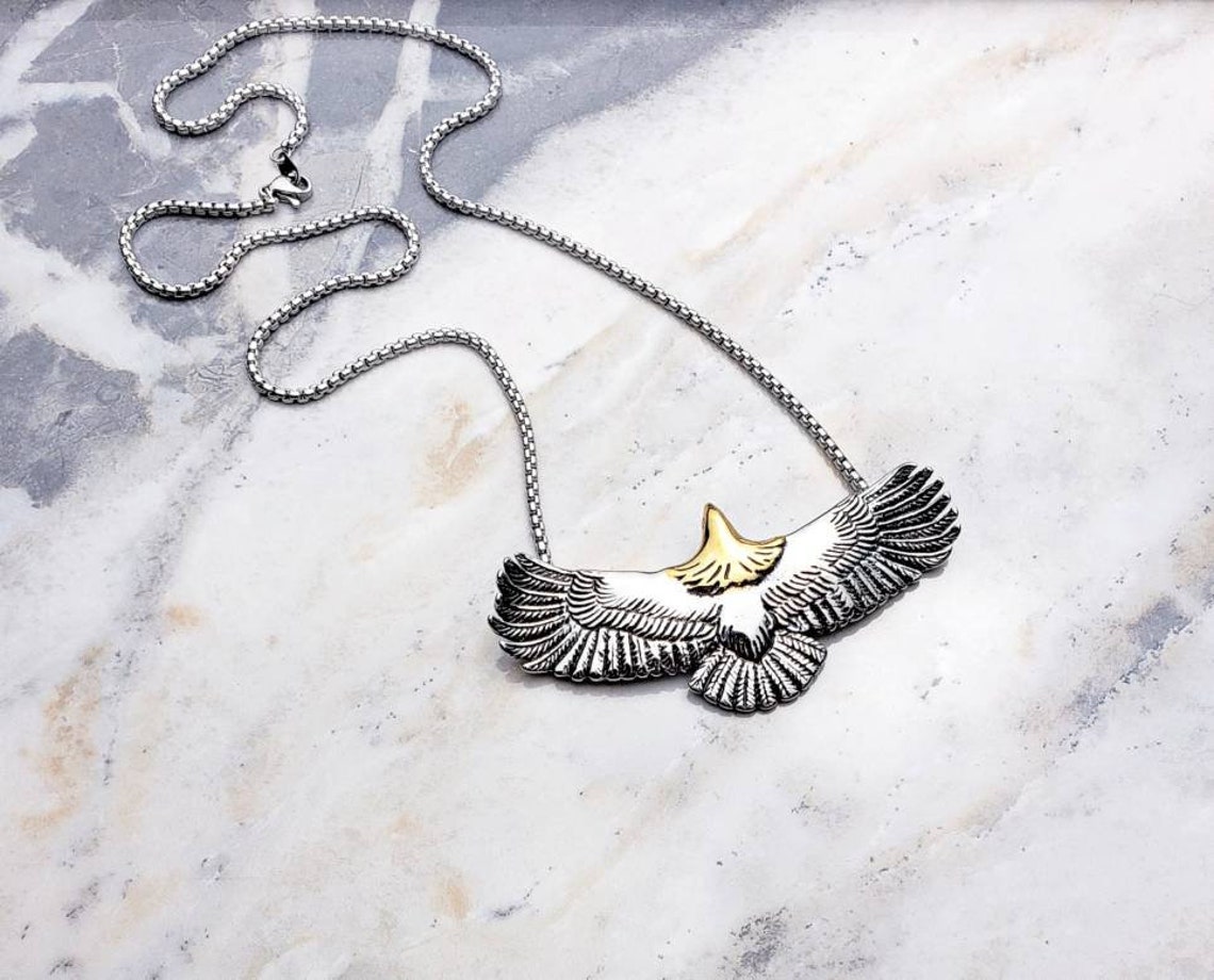 Men's TRIBAL EAGLE AMULET Necklace | Men's Gold Silver Stainless Steel ...