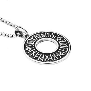 Men's "norse RUNES Medallion" Necklace| Men's Silver Stainless Steel ...