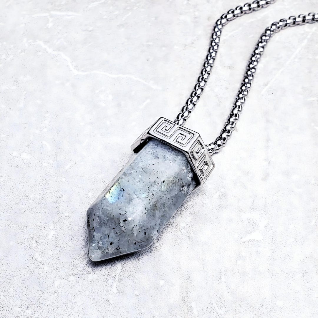 Men's LABRADORITE GEMSTONE POINT Necklace | Men's Labradorite Stone ...