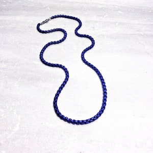 Men's BLUE BOX CHAIN Necklace | Men's Blue Acrylic Coated Stainless ...