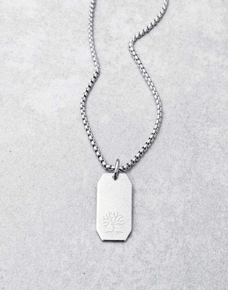 Men's tree of LIFE Tag Necklace Men's | Etsy