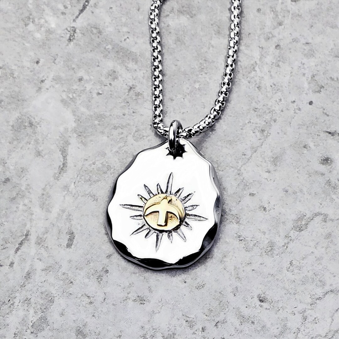 Men's RUSTIC EAGLE AMULET Necklace | Men's Gold & Silver Stainless ...