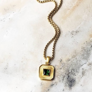 Men's "gold EMERALD Amulet" Necklace| Men's Gold Stainless Steel ...