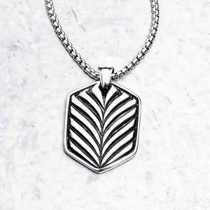 Men's CHEVRON SHIELD Necklace | Mens Silver Stainless Steel Sculpted ...