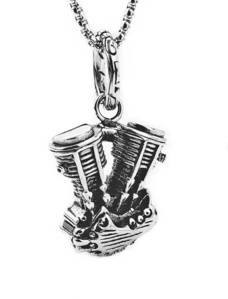 Men's MOTORCYCLE ENGINE Necklace | Men's Silver Stainless Steel ...