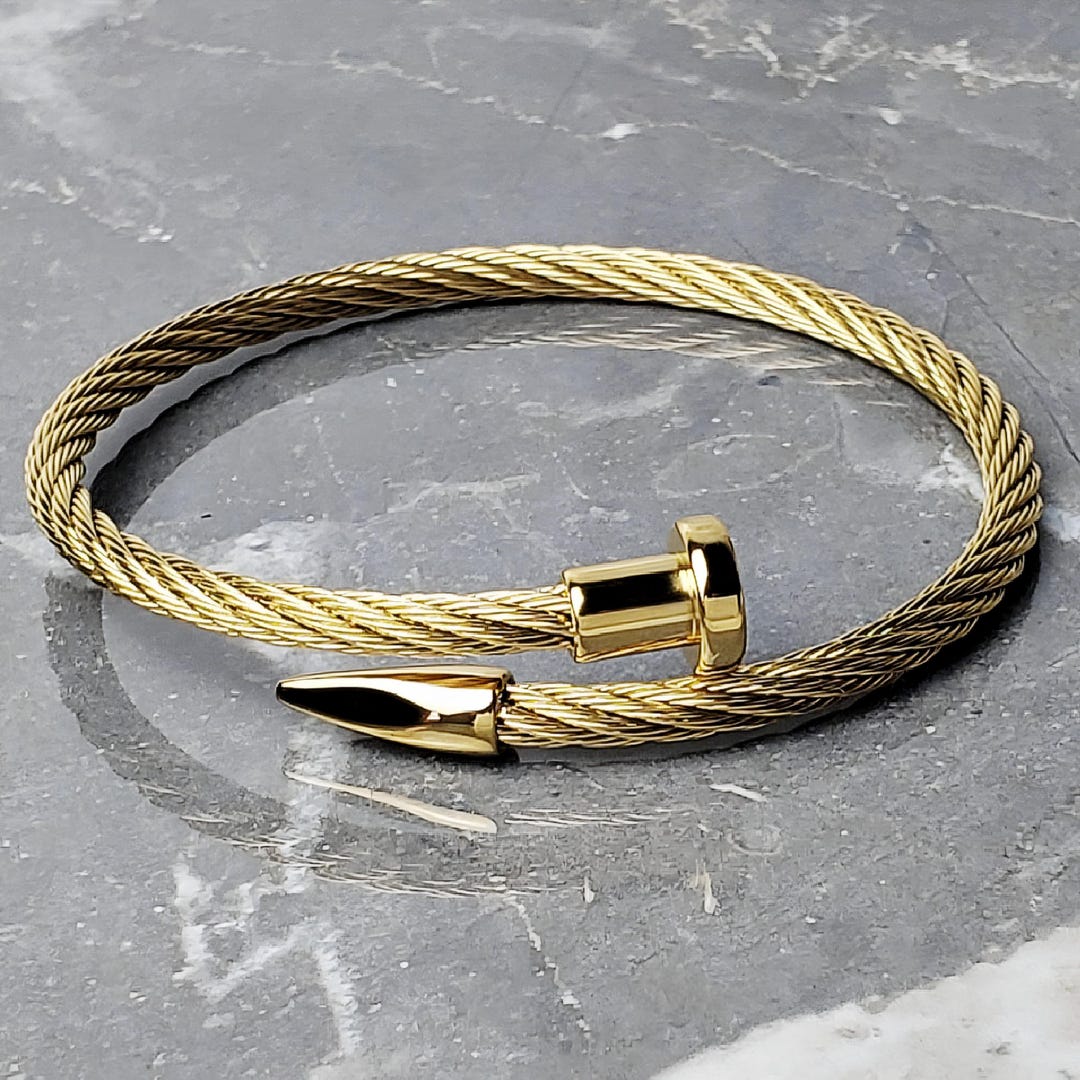 "Herren ""RUSTIC GOLD CUFF"" Armband | Herren Gold Edelstahl ...