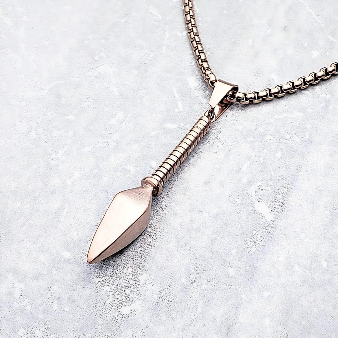 Men's ROSE GOLD SPEAR Necklace | Men Matte Rose Gold Stainless Steel ...