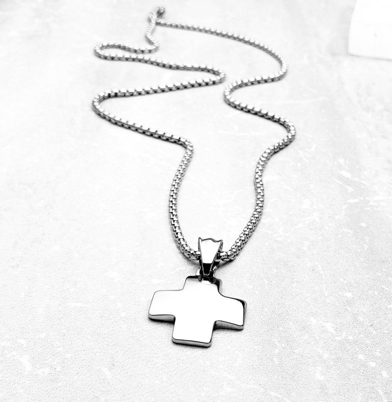 Men's SILVER GREEK CROSS Necklace | Men's Silver Stainless Steel Greek ...