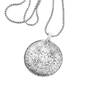 Men's AZTEC MEDALLION Necklace| Men's Oxidized Silver Stainless Steel ...