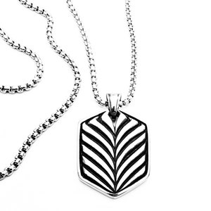 Men's "chevron Shield" Necklace| Mens Silver Stainless Steel Chevron ...