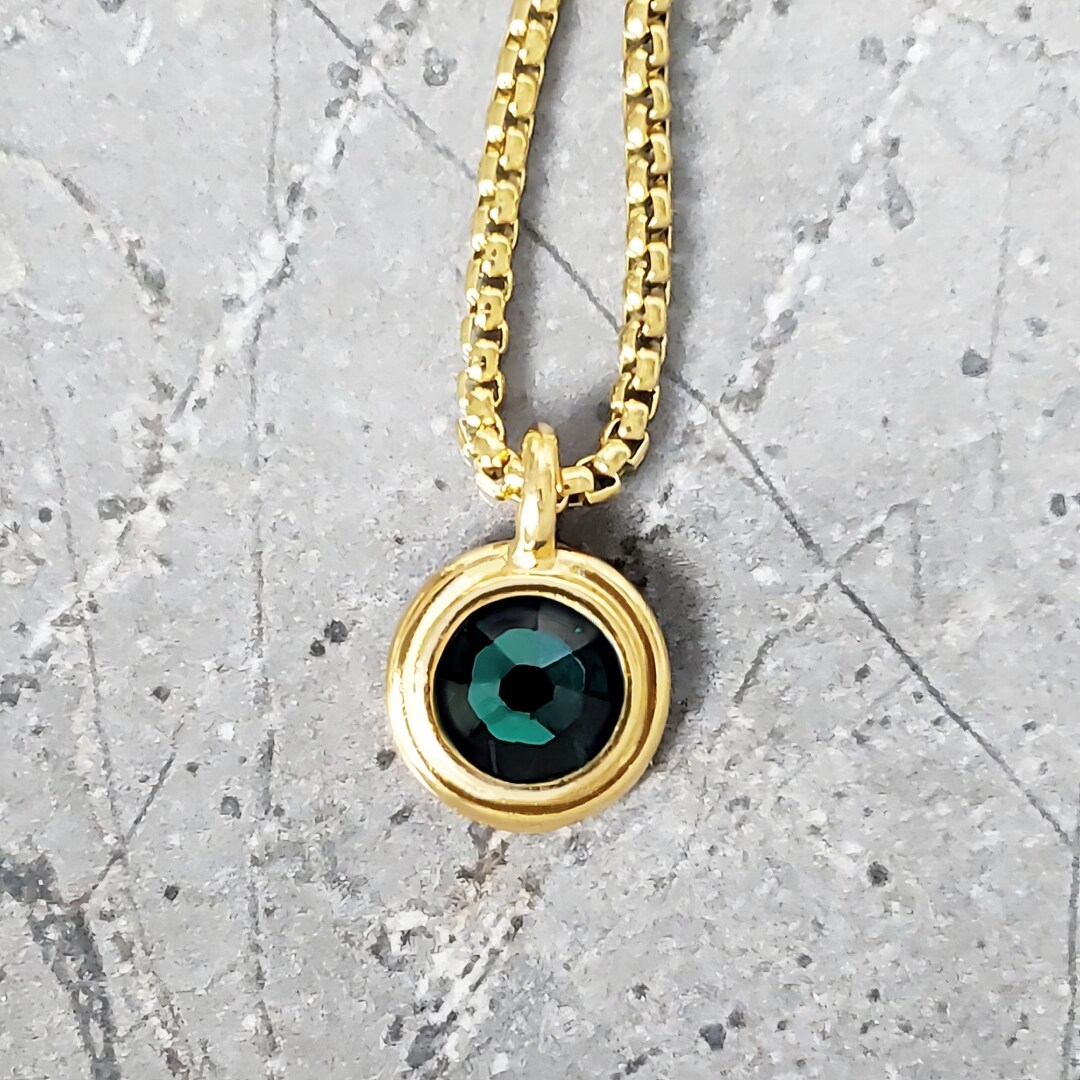 Men's GOLD EMERALD COIN Necklace | Men's Emerald Gemstone Gold ...