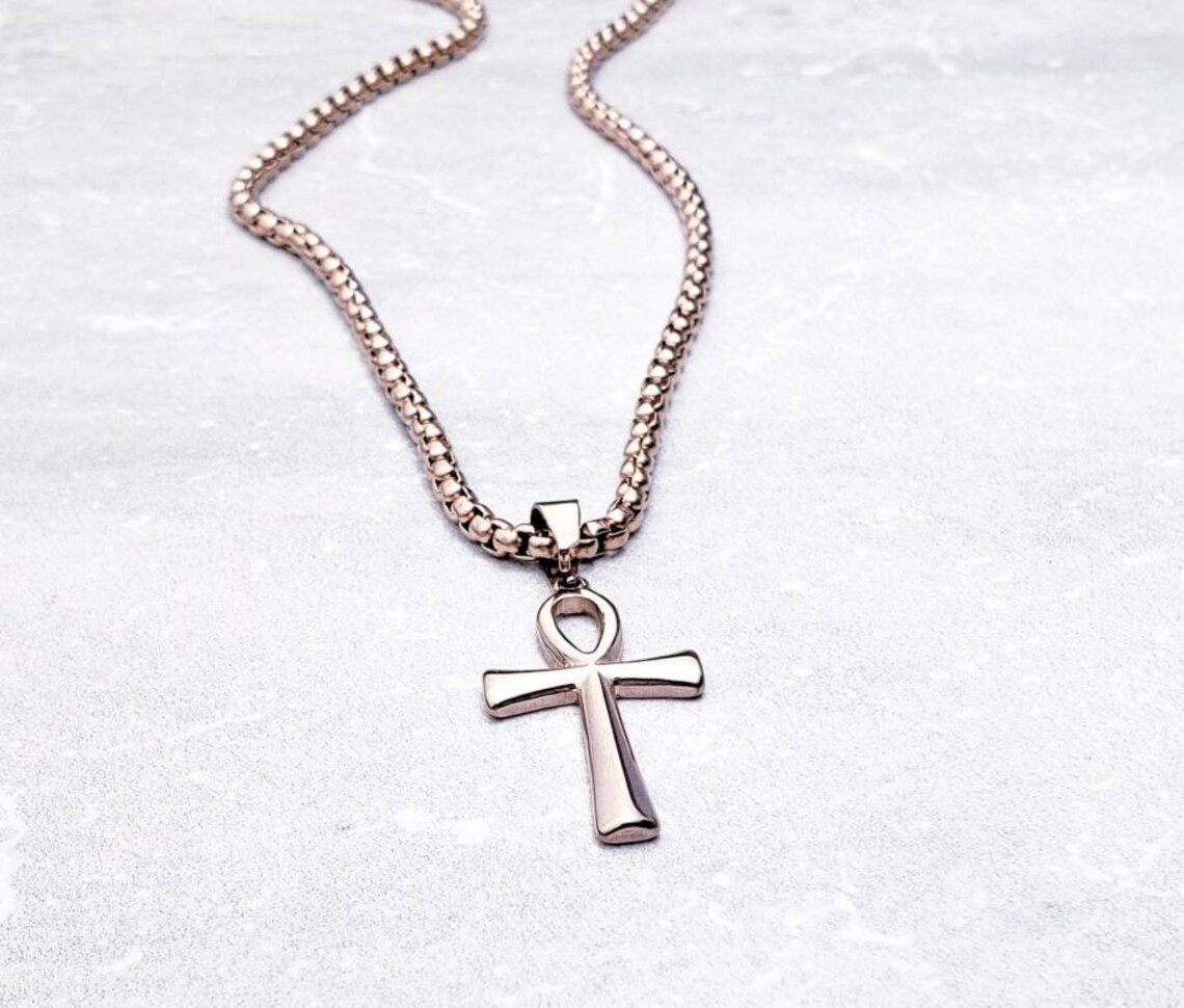 Men's rose GOLD Ankh Necklace Men's Rose - Etsy