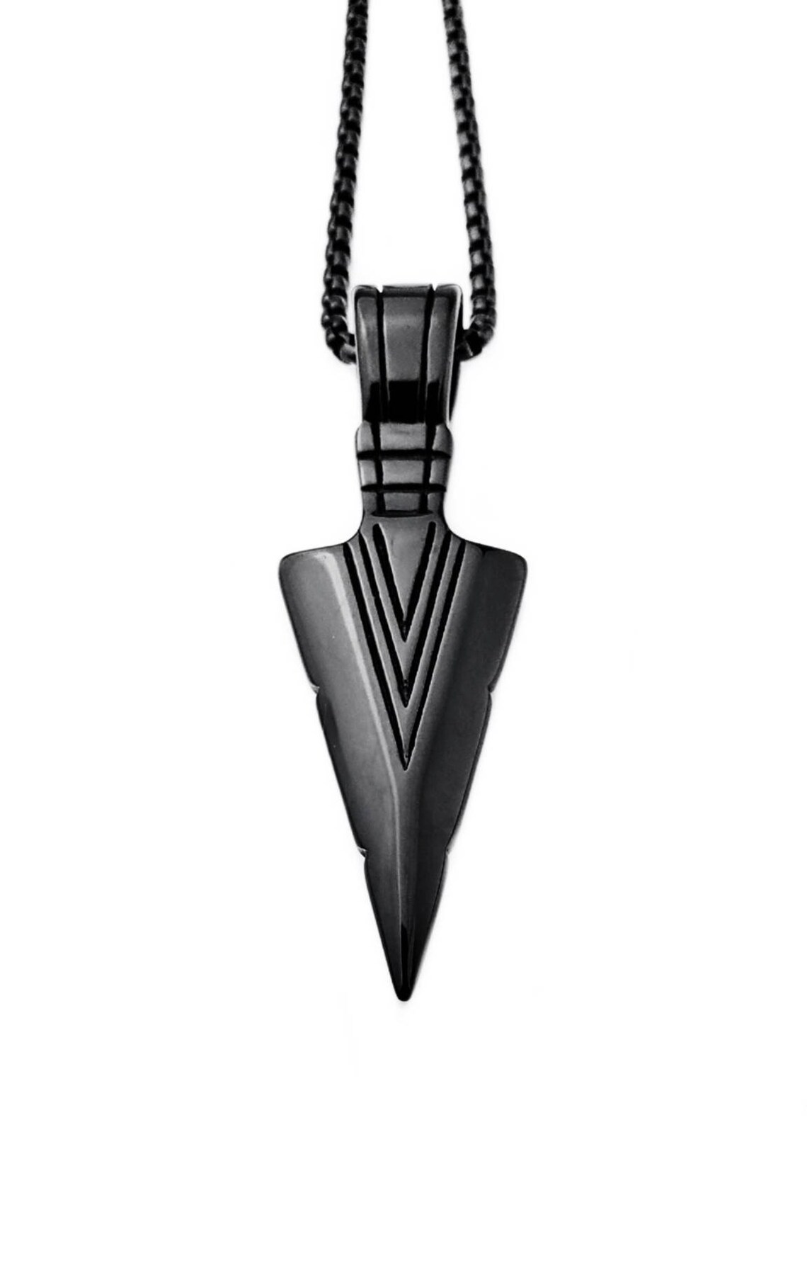 Men's black STEEL Arrowhead Necklace - Etsy