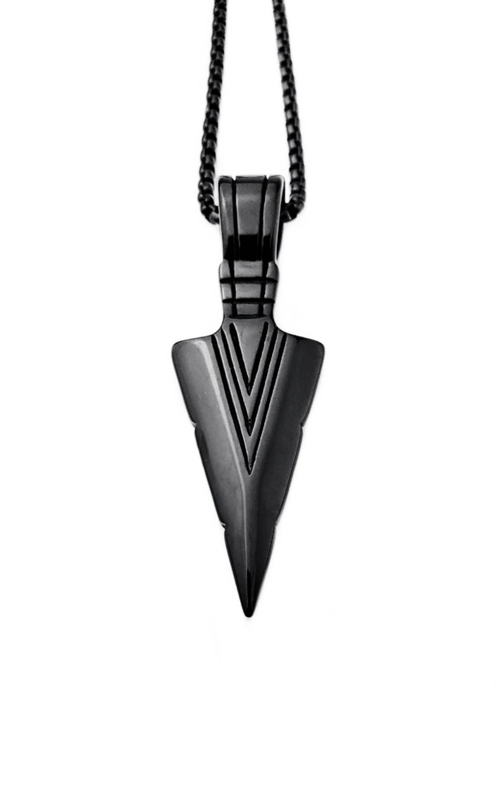 Men's black STEEL Arrowhead Necklace - Etsy