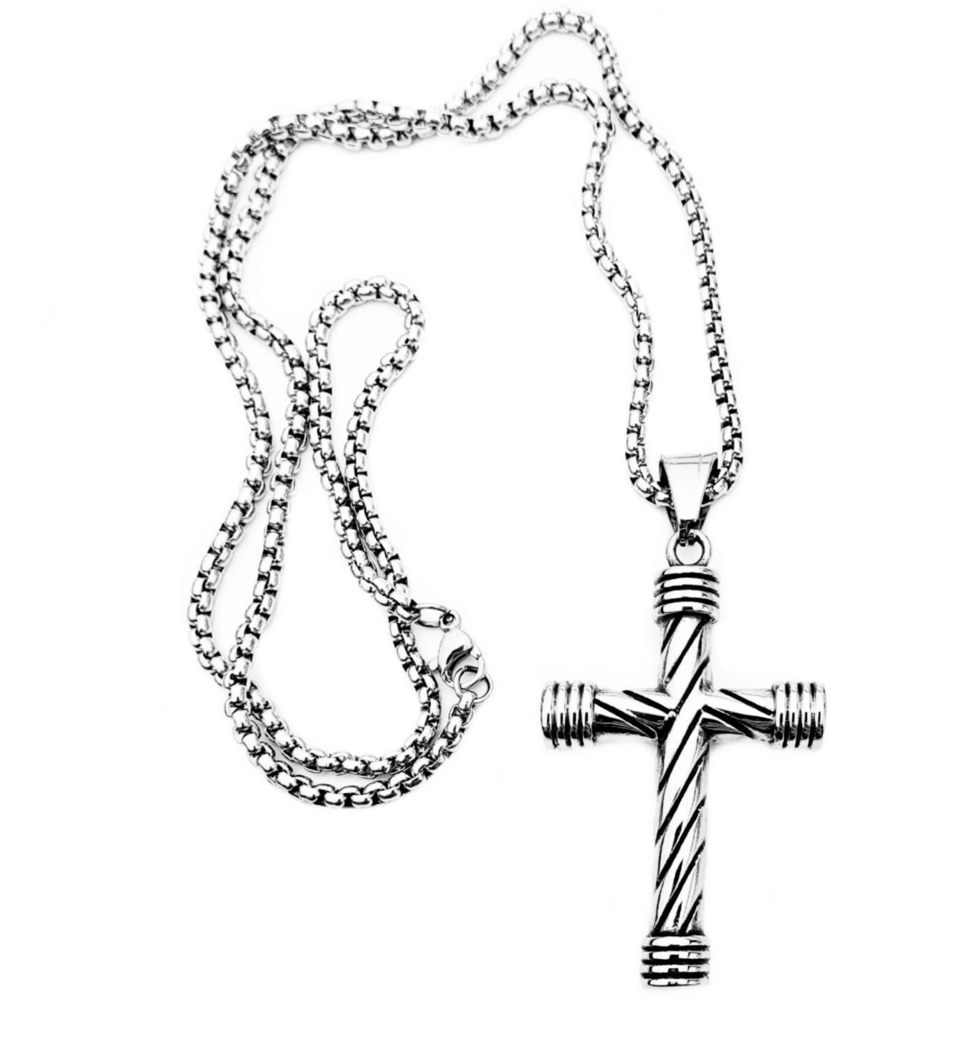 Men's twisted Cross Necklace Men's Silver | Etsy