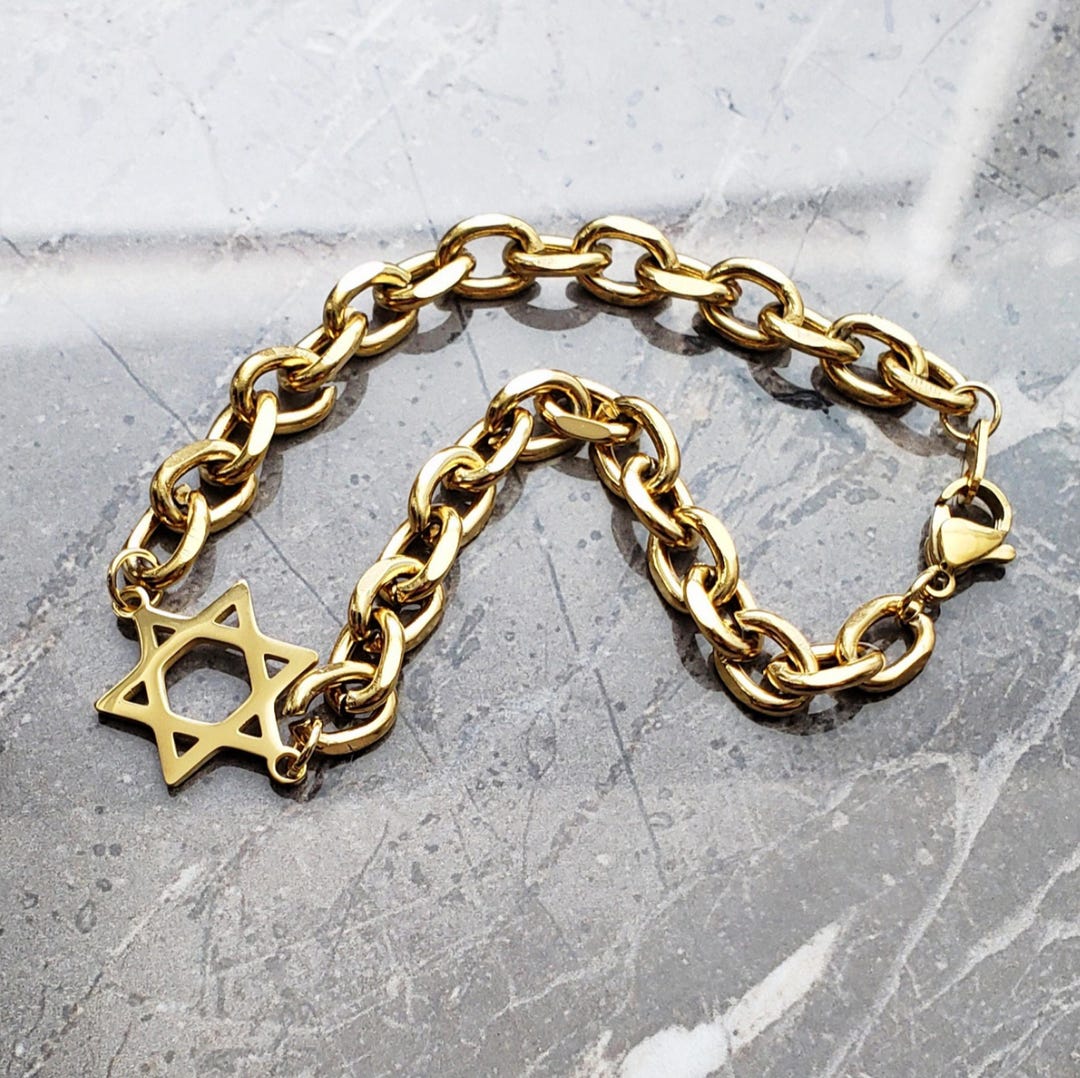 Men's "star of DAVID Chain" Bracelet| Men's Gold Stainless Steel Star ...