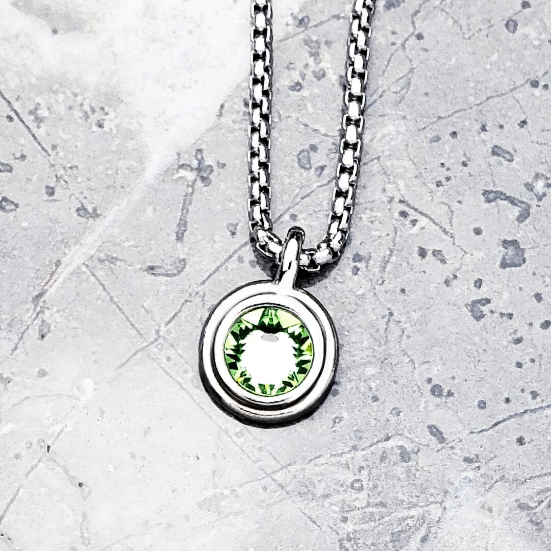 Men's SILVER PERIDOT COIN Necklace | Men's Peridot Gemstone Silver ...
