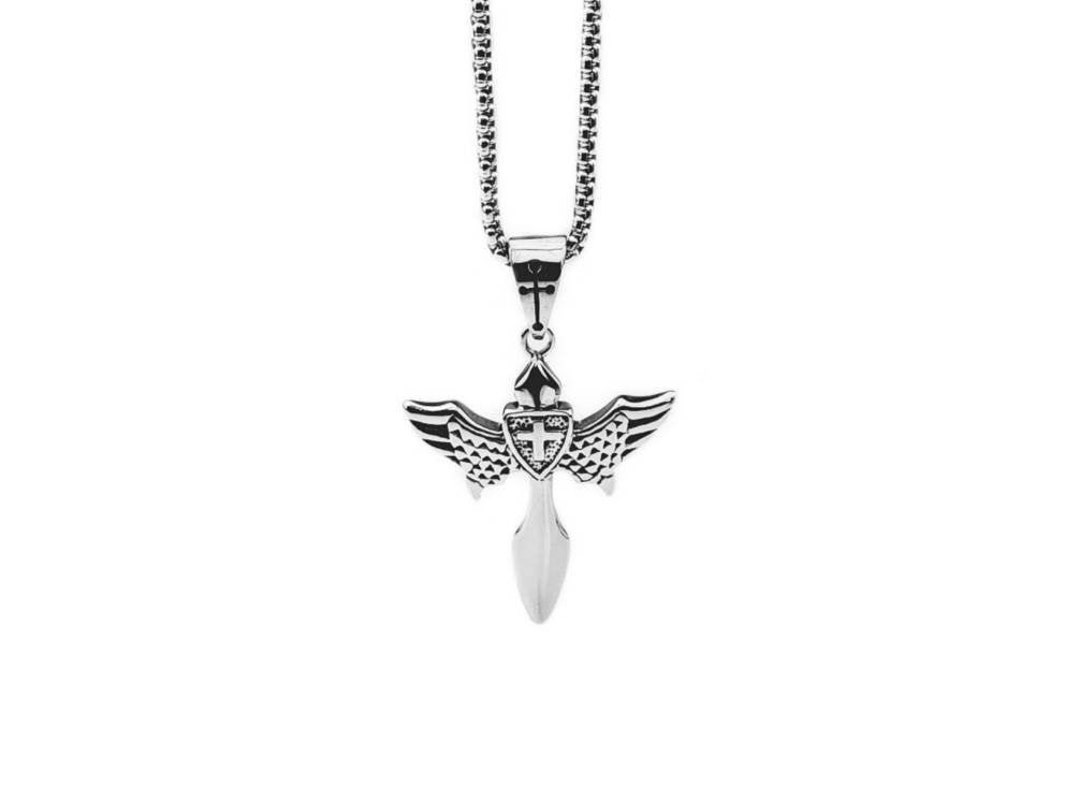 Men's "archangel DIVINE Sword" Necklace| Men's Silver Stainless Steel ...
