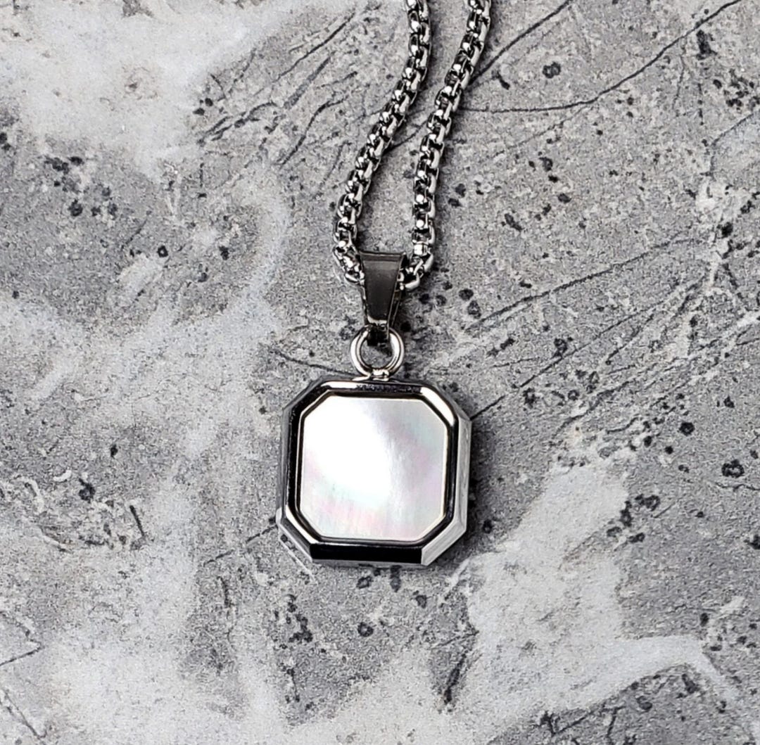 Men's MOTHER OF PEARL Necklace | Men's Mother of Pearl Octagon Inlay ...