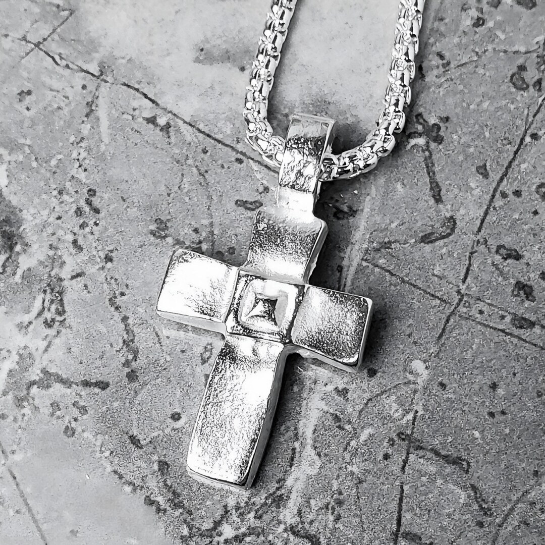 "Herren ""PLATINUM RUSTIC CROSS"" Halskette | Herren Platin Edelstahl ...