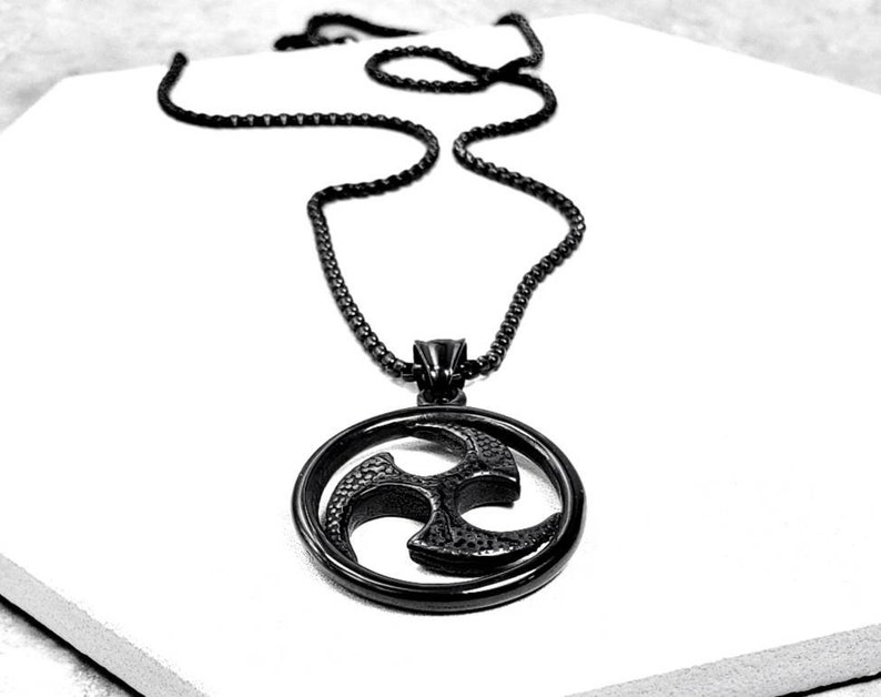 Men's BLACK SHINTO TOMOE Necklace | Men's Black Stainless Steel ...