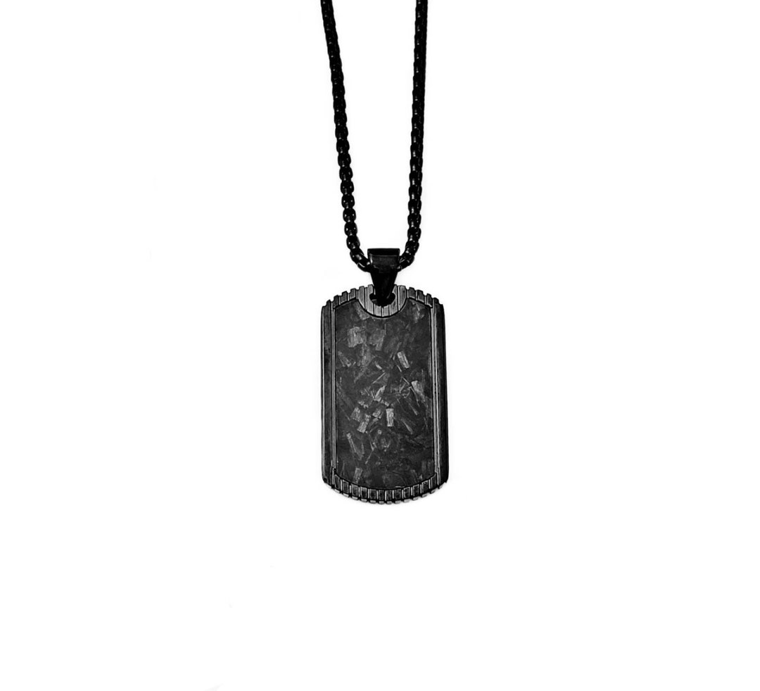 Men's graphite DOG Tag Necklace Men's Stainless Steel Carbon Graphite ...