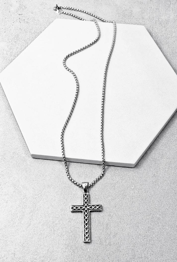 Men's viking Cross Necklace Men's Silver - Etsy