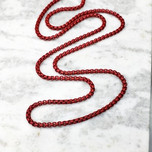 Men's "red BOX Chain" Necklace| Men's Red Stainless Steel Box Chain ...