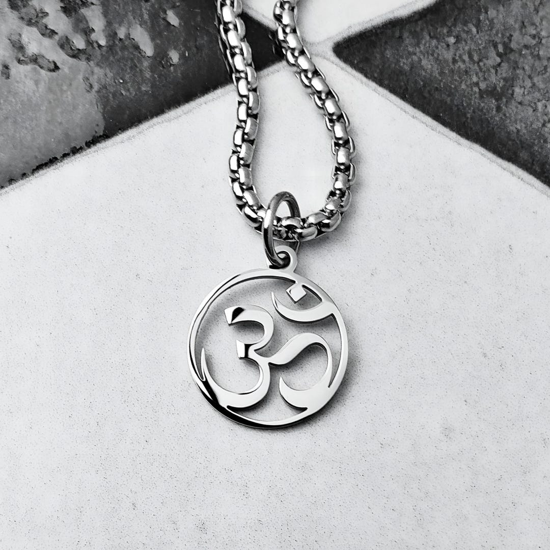 Men's "silver OM Coin" Necklace| Men's Silver Stainless Steel Om Coin ...