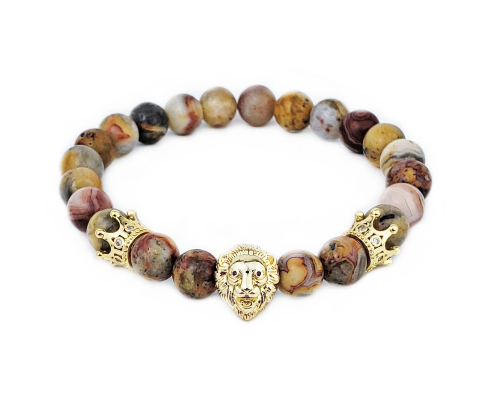 Men's gold CROWNED Lion Bracelet Men's - Etsy