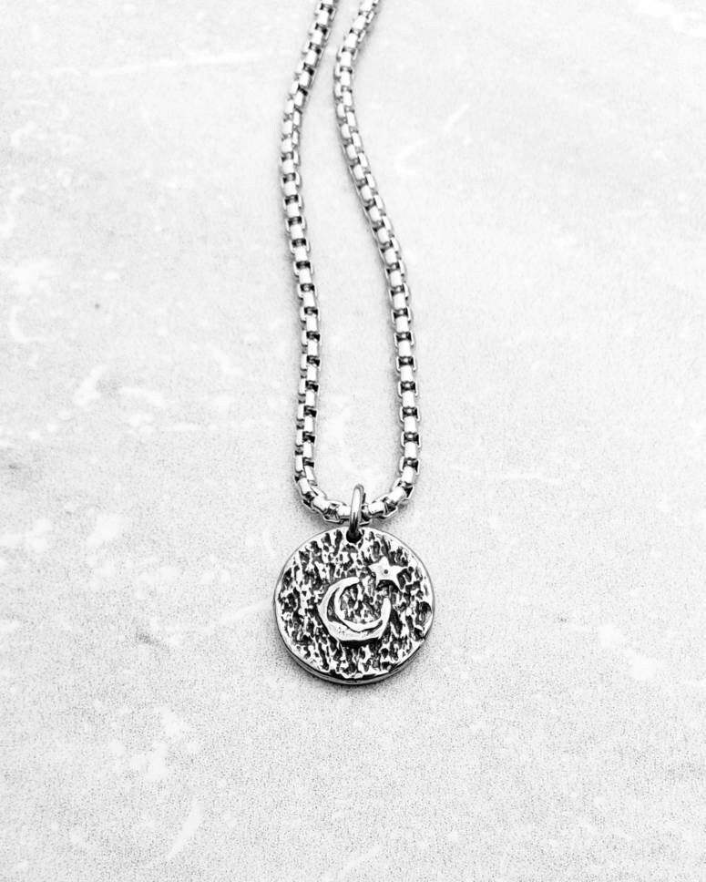 Men's crescent MOON & Star Necklace Men's | Etsy