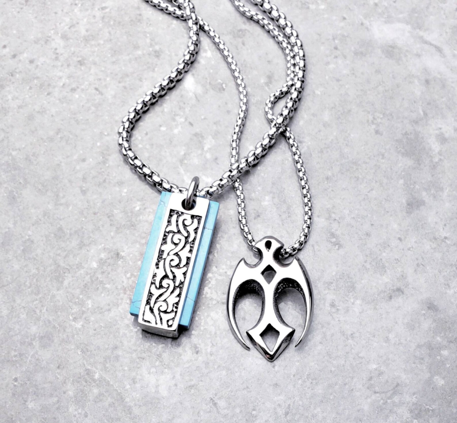 Men's turquoise DOG Tag Necklace Men's - Etsy