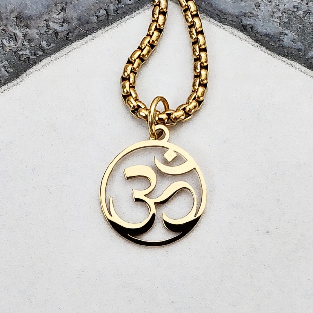Men's GOLD OM COIN Necklace | Men's Gold Stainless Steel Om Coin ...