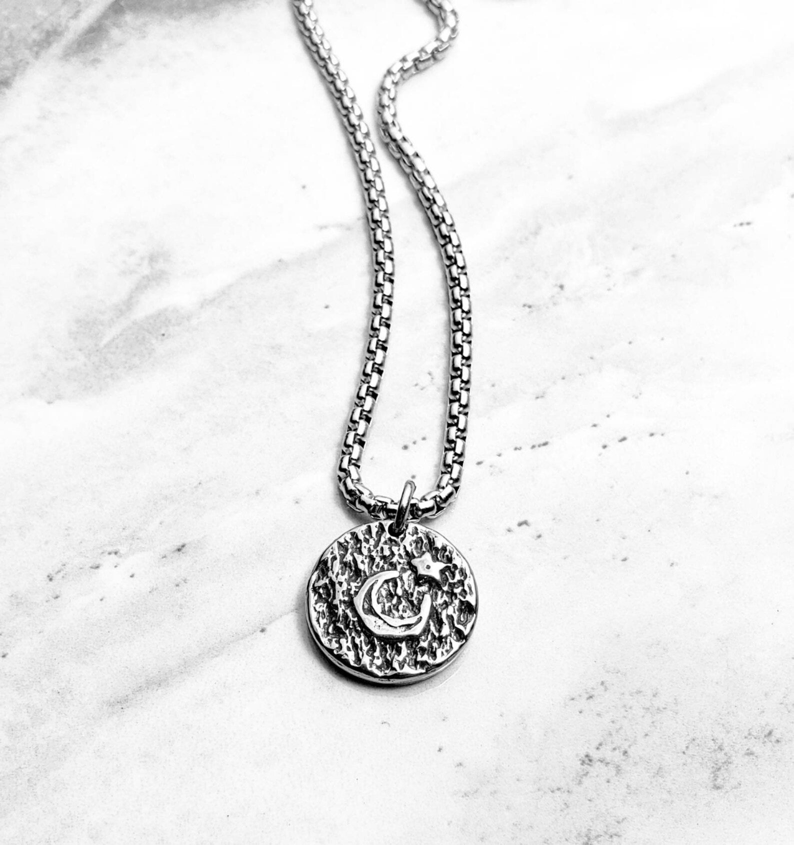 Men's crescent MOON & Star Necklace Men's | Etsy