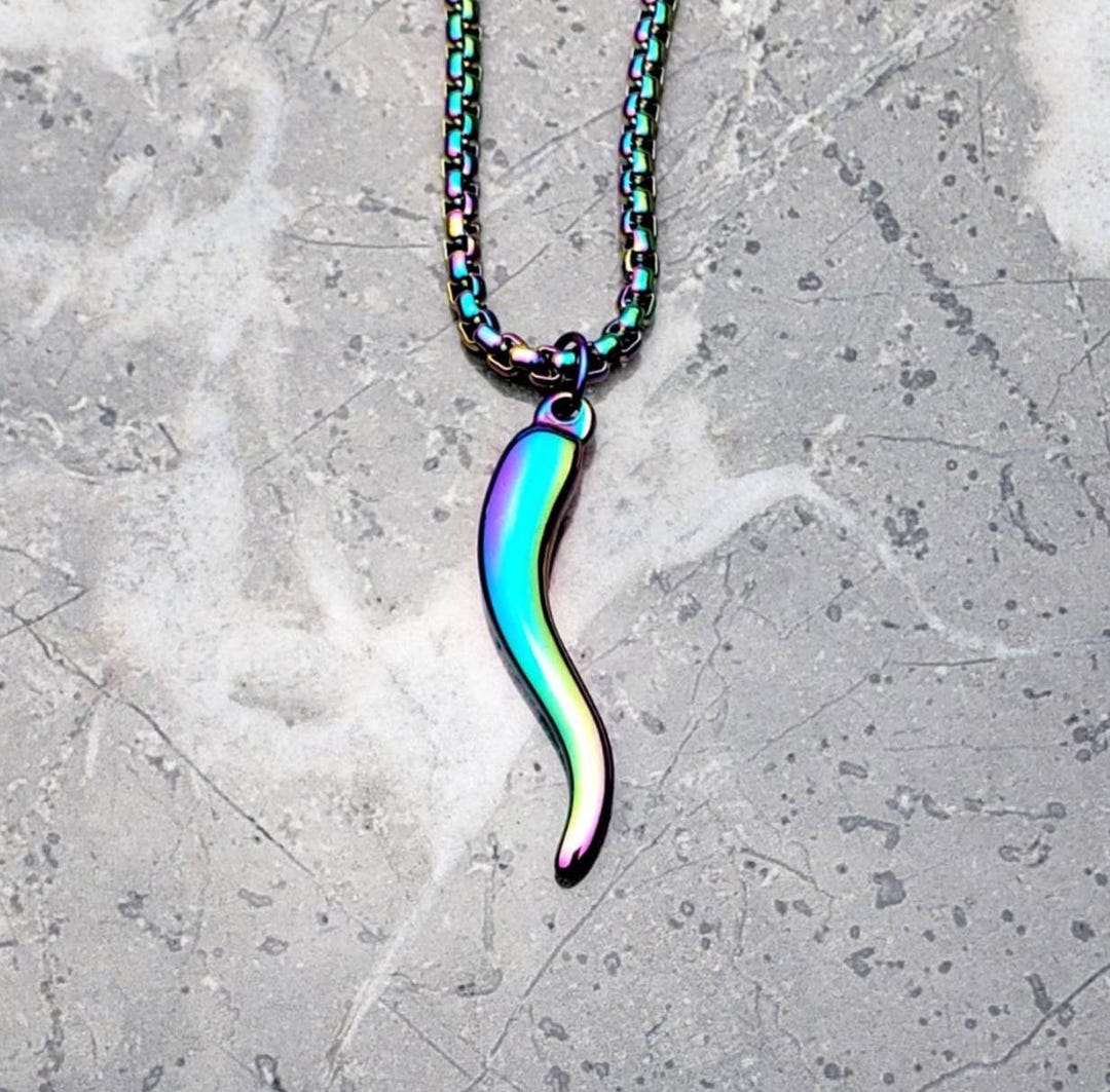 Men's "multicolored Cornicello" Necklace| Men's Multicolored Stainless ...
