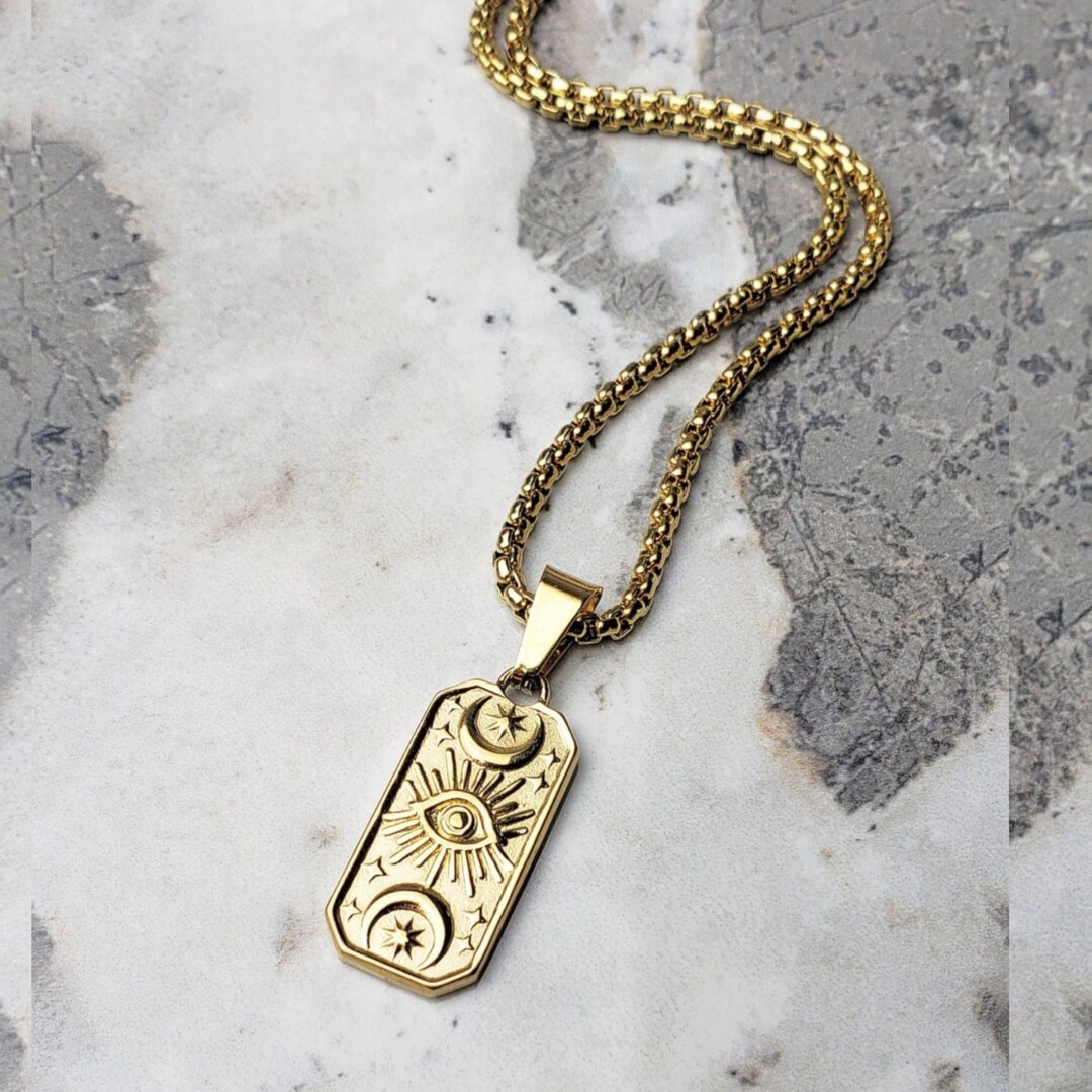 Men's protection EVIL Eye Necklace Men's Gold Stainless Steel Evil Eye ...