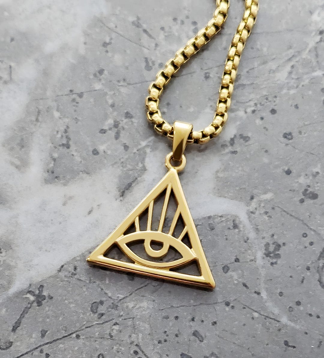 Men's "evil EYE Pyramid" Necklace| Men's Gold Stainless Steel Evil Eye ...