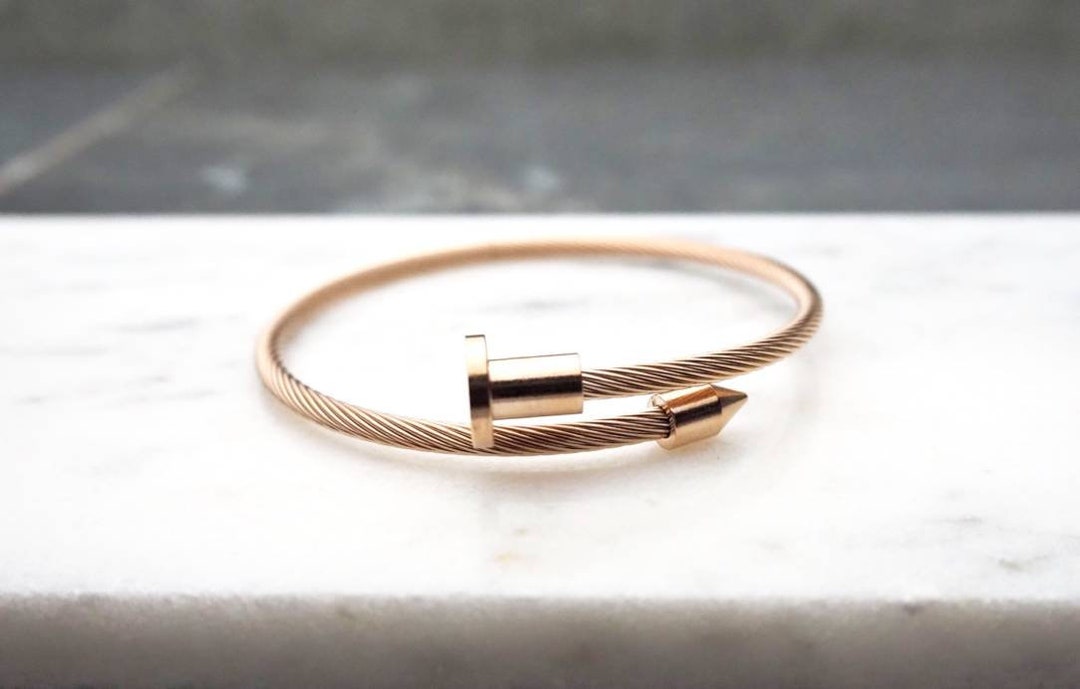 Men's ROSE GOLD WIRE Bracelet | Men's Rose Gold Stainless Steel Cable ...