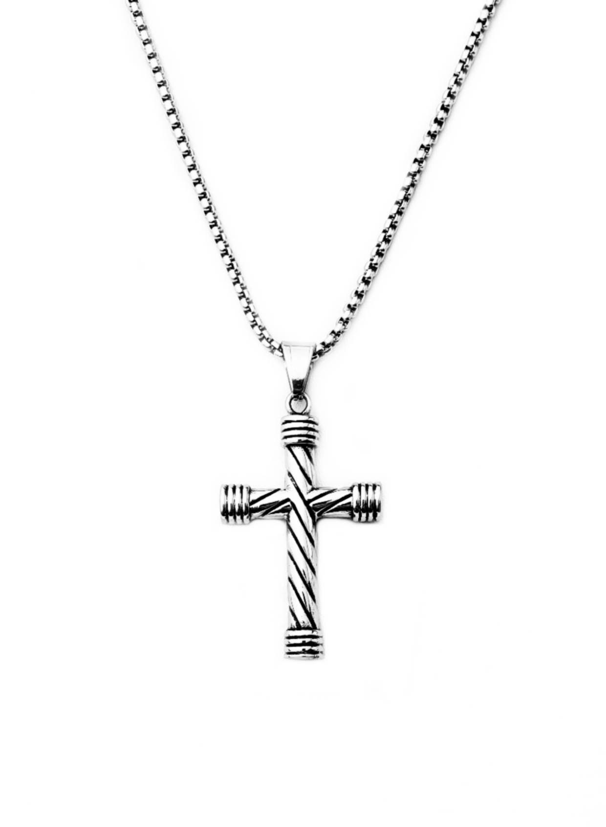 Men's twisted Cross Necklace Men's Silver | Etsy