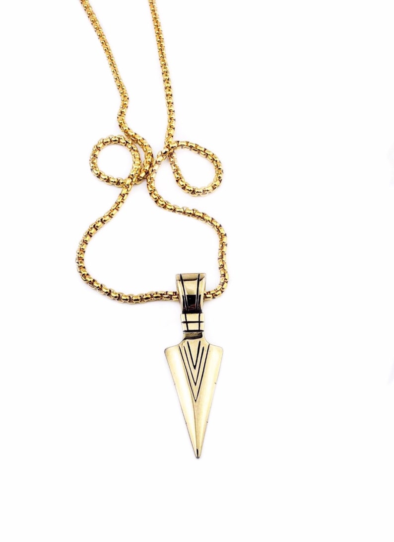 Men's golden Arrowhead Necklace Men's | Etsy