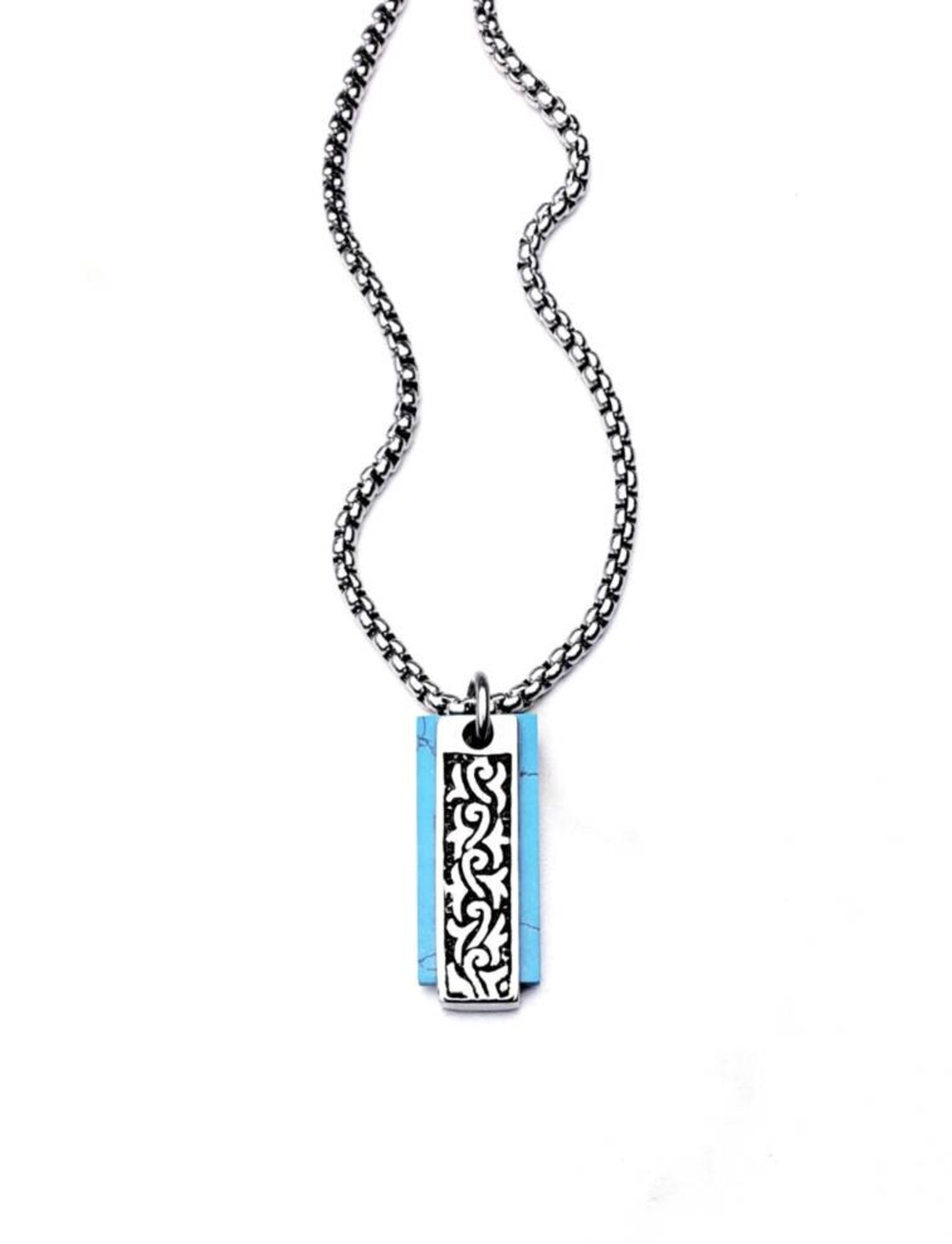 Men's TURQUOISE DOG TAG Necklace | Men's Turquoise Gemstone Silver ...