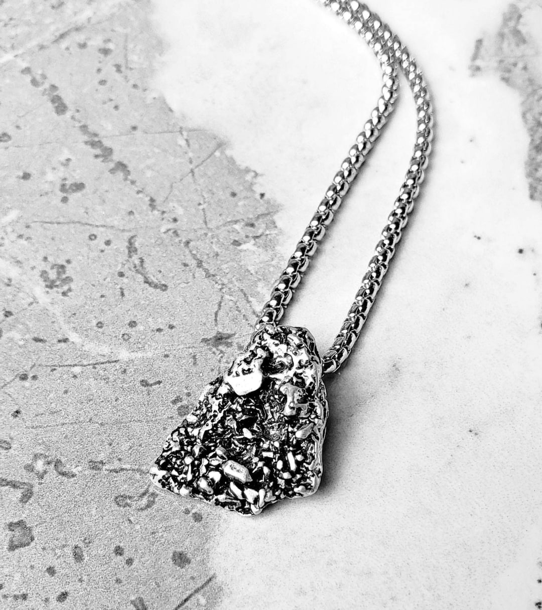 Men's "silver Nugget" Necklace| Men's Silver Stainless Steel Nugget ...