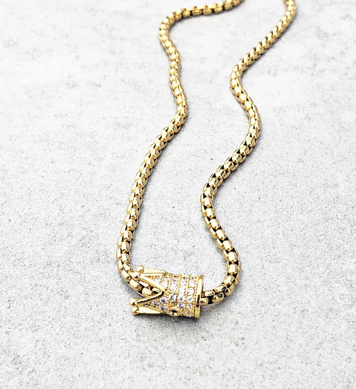 Men's gold PAVÉ Crown Necklace Men's Gold - Etsy