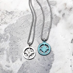 Men's RUSTIC MYKONOS COMPASS Necklace | Men's Turquoise Patina ...