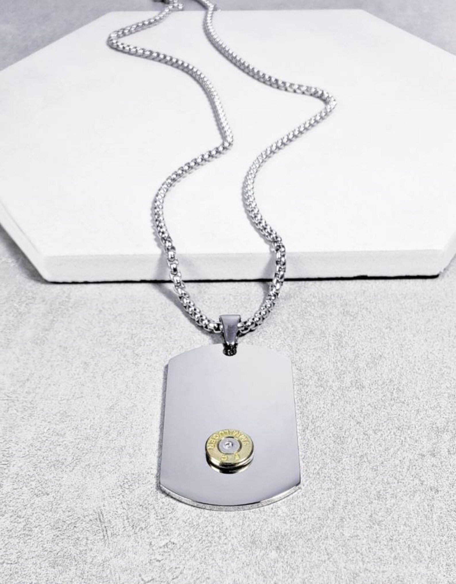 Men's bullet DOG Tag Necklace Men's 9mm - Etsy