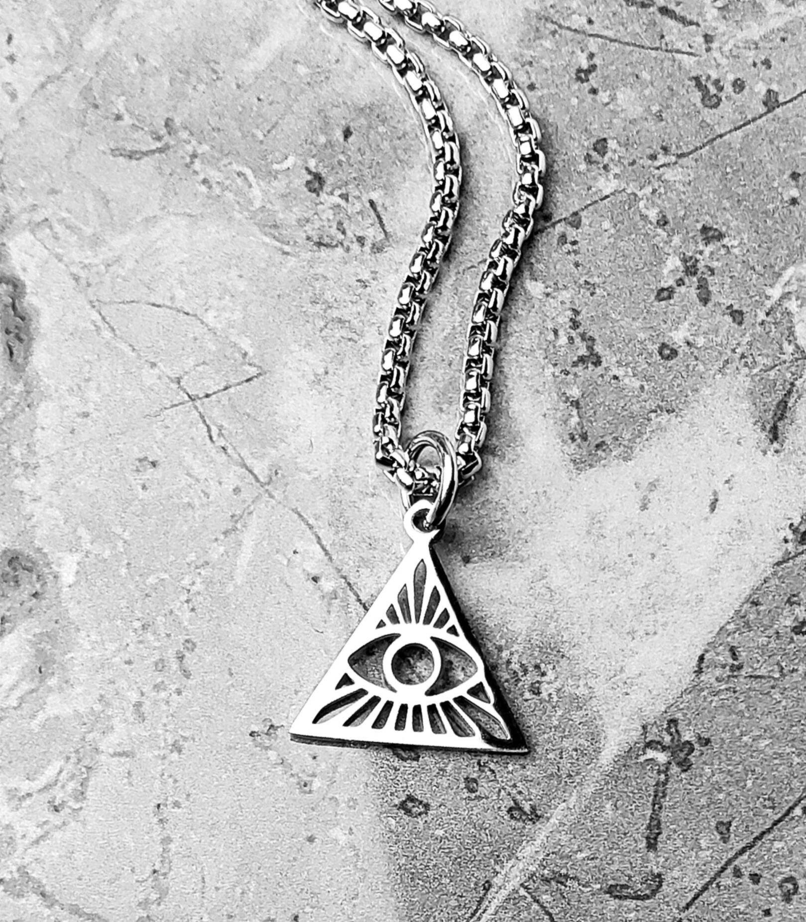 Men's evil EYE Pyramid Necklace Men's - Etsy