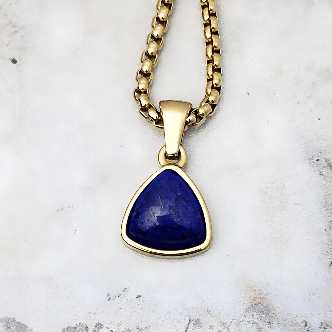 Men's GOLD LAPIS AMULET Necklace | Men's Lapis Lazuli Gemstone Inlay ...