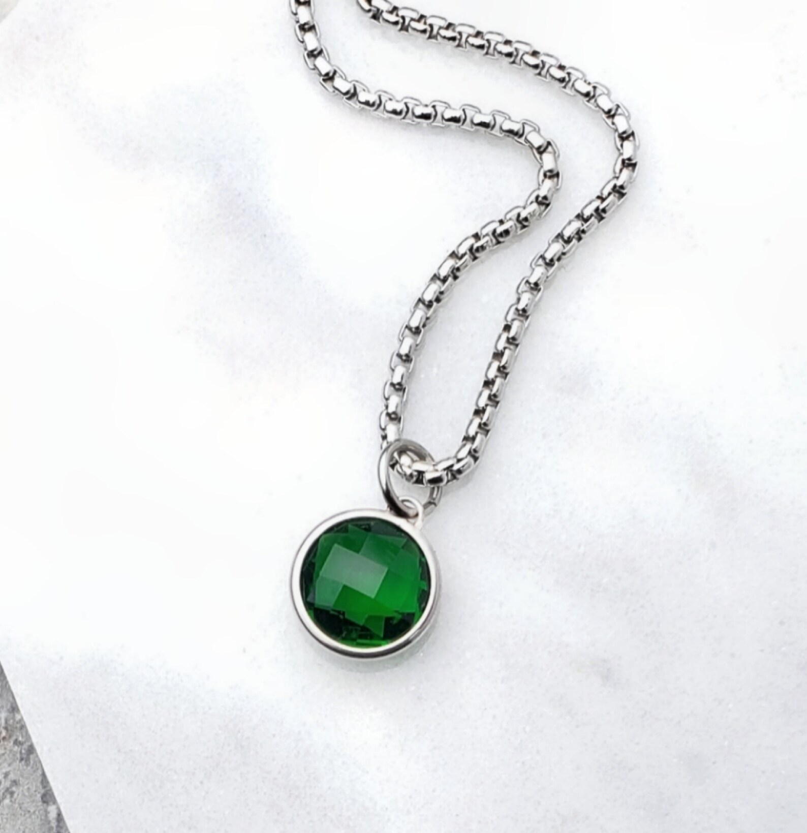 Men's SILVER EMERALD COIN Necklace | Men's Diamond Cut Emerald Cubic ...