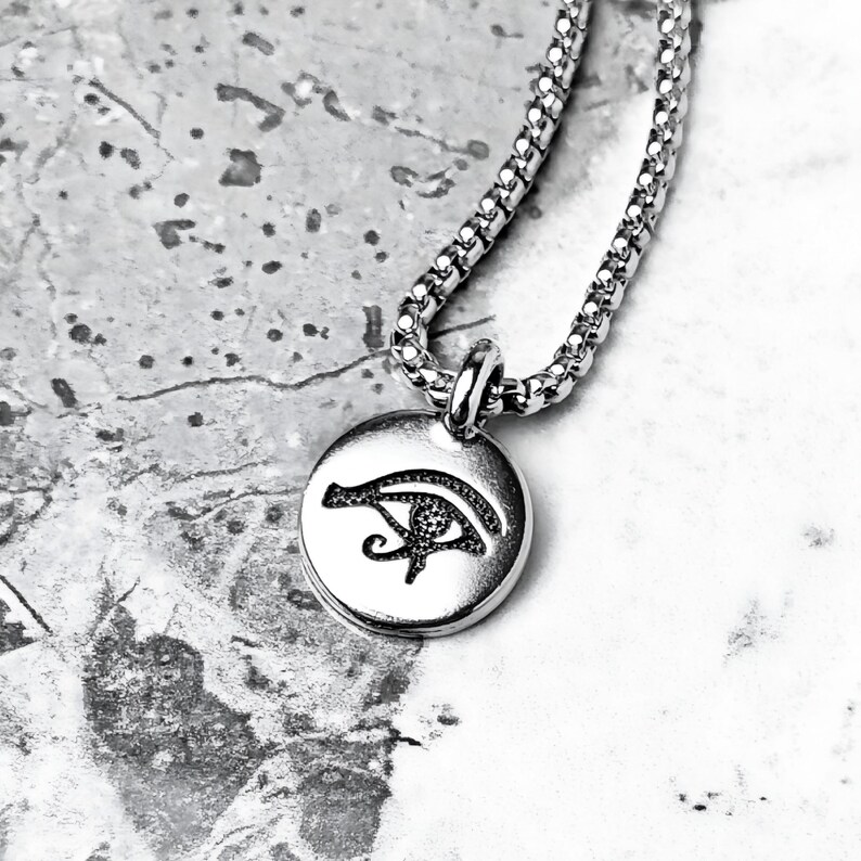 Men's EYE OF PROTECTION Necklace | Men's Silver Stainless Steel Mini ...