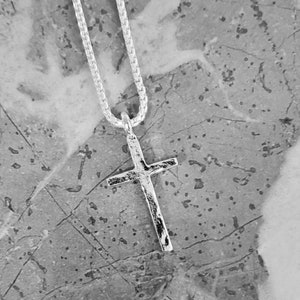 Men's RUSTIC PLATINUM CROSS Necklace | Men's Platinum Stainless Steel ...